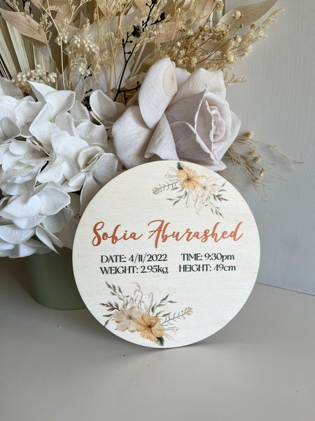 Birth Announcement Round Disc Style 1 – Luxe Decor by Lisa